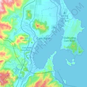 Cam Ranh topographic map, elevation, terrain