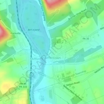 Mifflintown topographic map, elevation, terrain