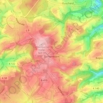 Lichtenborn topographic map, elevation, terrain
