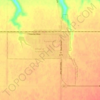 Village of Foremost topographic map, elevation, terrain