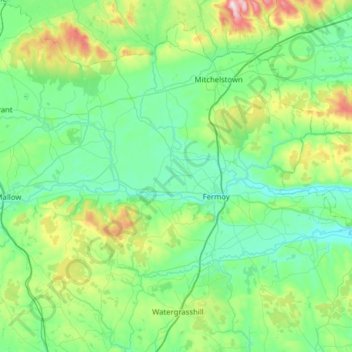 The Municipal District of Fermoy topographic map, elevation, terrain