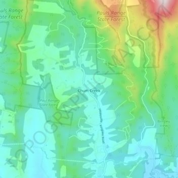 Chum Creek topographic map, elevation, terrain
