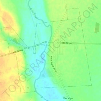 Williamsport topographic map, elevation, terrain