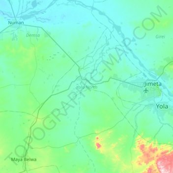 Yola North topographic map, elevation, terrain