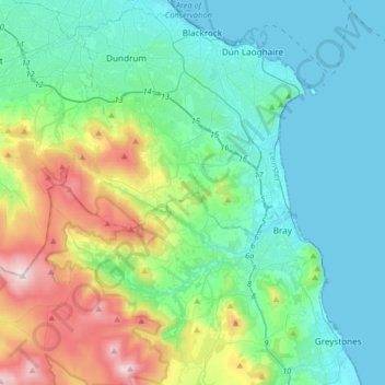 Rathdown Poor Law Union topographic map, elevation, terrain