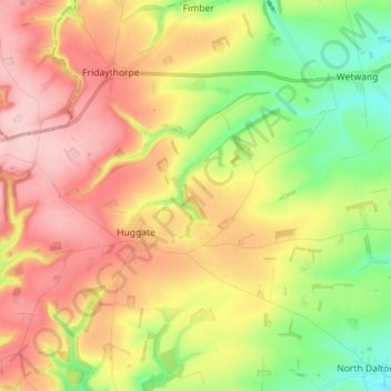 Huggate topographic map, elevation, terrain