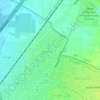 Palam Vihar topographic map, elevation, terrain