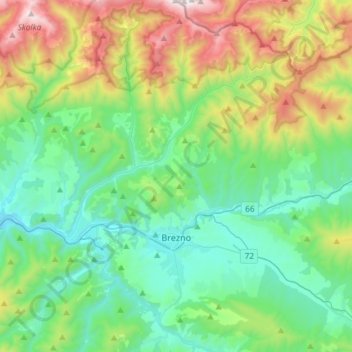 Brezno topographic map, elevation, terrain