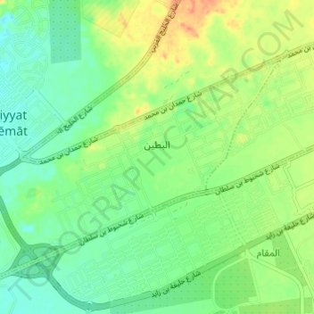 Al Bateen topographic map, elevation, terrain