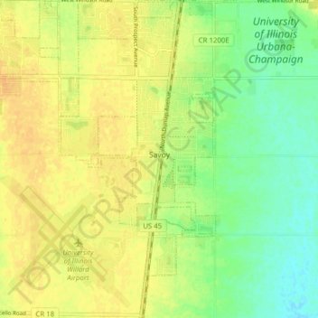 Savoy topographic map, elevation, terrain