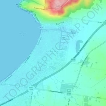 Safety Beach topographic map, elevation, terrain