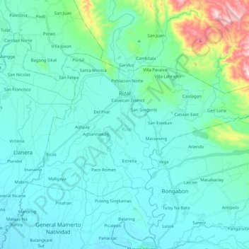 Rizal topographic map, elevation, terrain