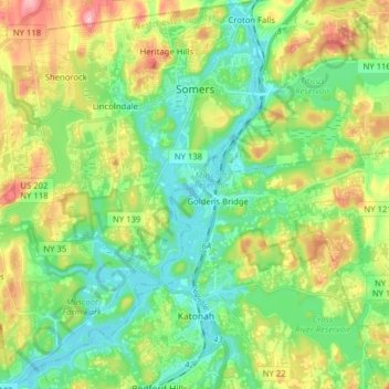 Town of Somers topographic map, elevation, terrain