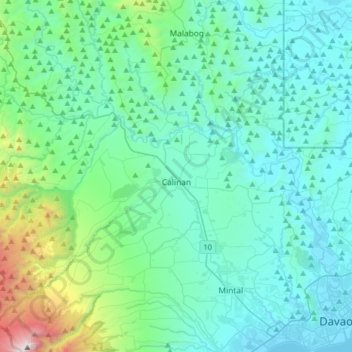 Calinan topographic map, elevation, terrain