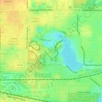 Como Park Zoo and Conservatory topographic map, elevation, terrain