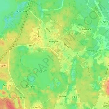 Visaginas topographic map, elevation, terrain