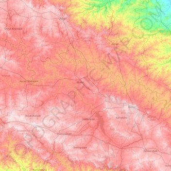 Bidar topographic map, elevation, terrain