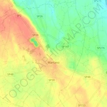 Martano topographic map, elevation, terrain