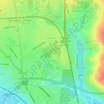 Heath topographic map, elevation, terrain