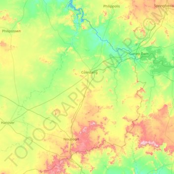 Umsobomvu Local Municipality topographic map, elevation, terrain