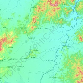Hulin City topographic map, elevation, terrain