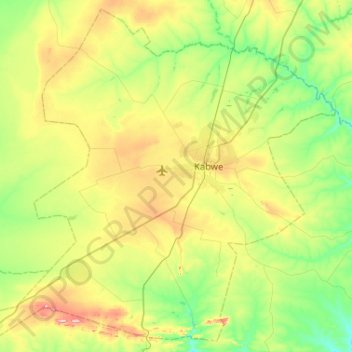 Kabwe District topographic map, elevation, terrain