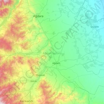 Aghdam District topographic map, elevation, terrain