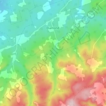 Diamond topographic map, elevation, terrain