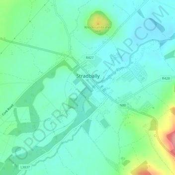 Stradbally topographic map, elevation, terrain