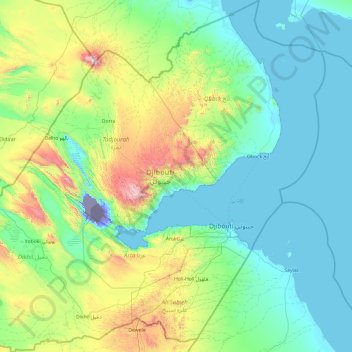 Djibouti topographic map, elevation, terrain