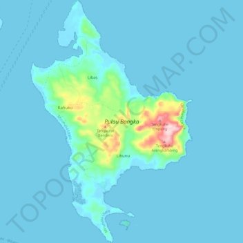 Bangka Island topographic map, elevation, terrain