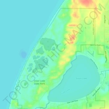 Silver Lake Sand Dunes topographic map, elevation, terrain