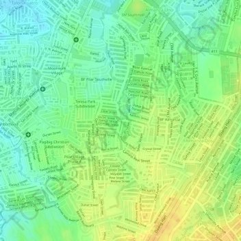 Pilar topographic map, elevation, terrain