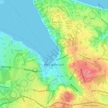 Village of Port Jefferson topographic map, elevation, terrain