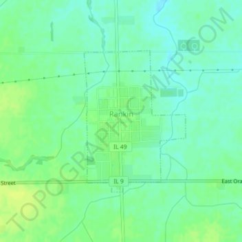 Rankin topographic map, elevation, terrain