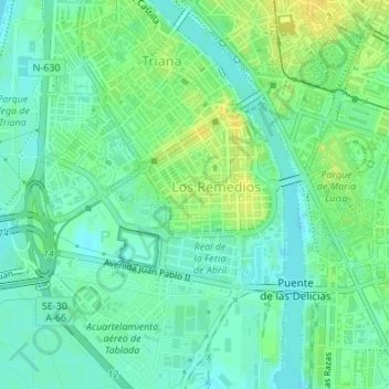 Los Remedios topographic map, elevation, terrain