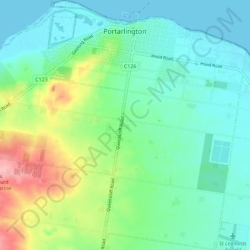Portarlington topographic map, elevation, terrain