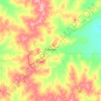 Corrigin topographic map, elevation, terrain