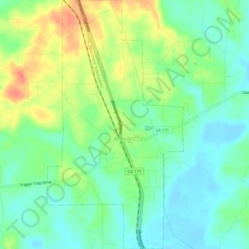 Anacoco topographic map, elevation, terrain
