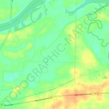 Central City topographic map, elevation, terrain