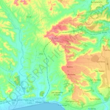 Cutro topographic map, elevation, terrain