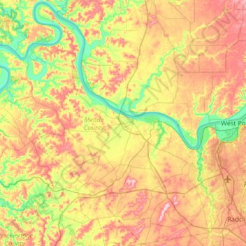 Meade County topographic map, elevation, terrain