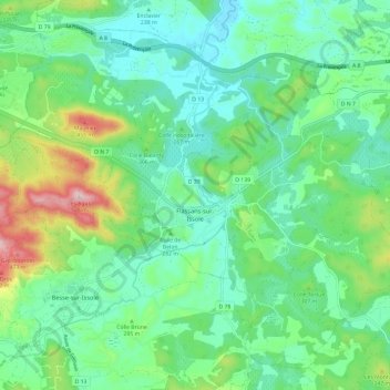 Flassans-sur-Issole topographic map, elevation, terrain