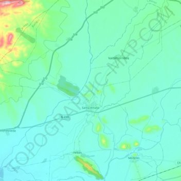Santa Amalia topographic map, elevation, terrain