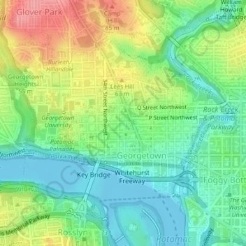 Georgetown topographic map, elevation, terrain