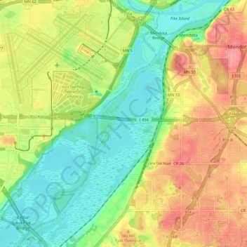 Fort Snelling State Park topographic map, elevation, terrain