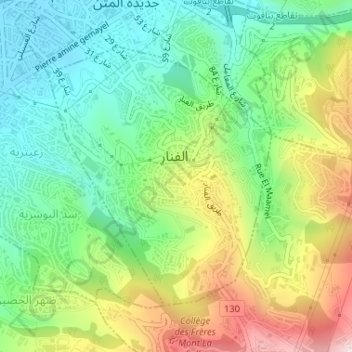 Fanar topographic map, elevation, terrain
