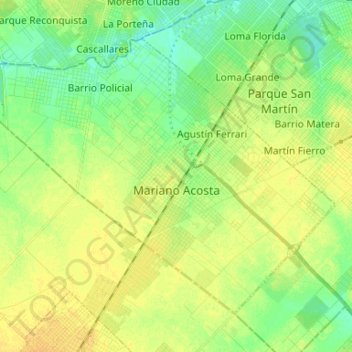 Mariano Acosta topographic map, elevation, terrain