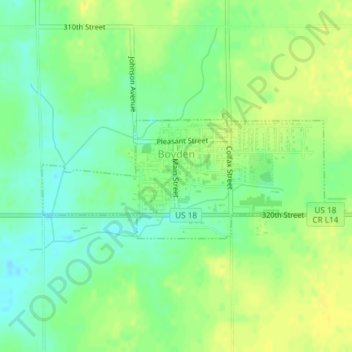 Boyden topographic map, elevation, terrain