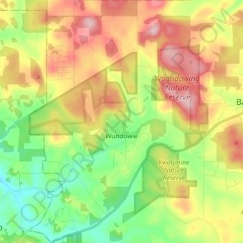 Wundowie topographic map, elevation, terrain
